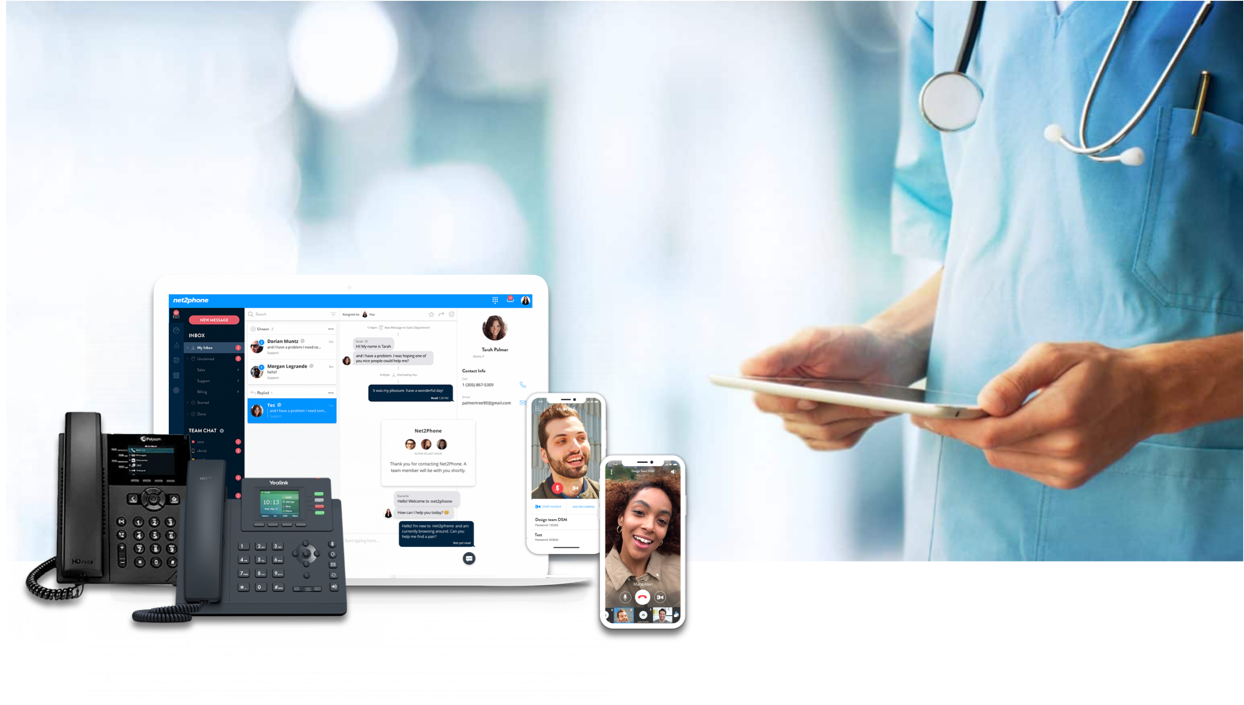 PBX y Videoconferenca para el Sector la Salud | net2phone Mexico
